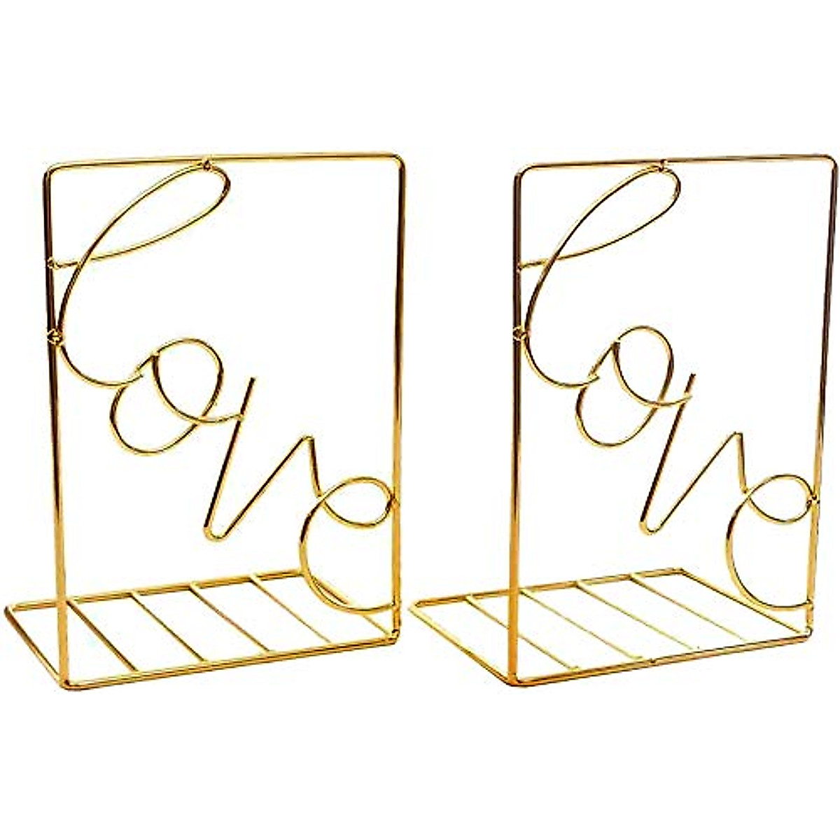 Bookends Gold , Decorative Metal Book Ends Supports for Shelves (1 Pair) (Gold)