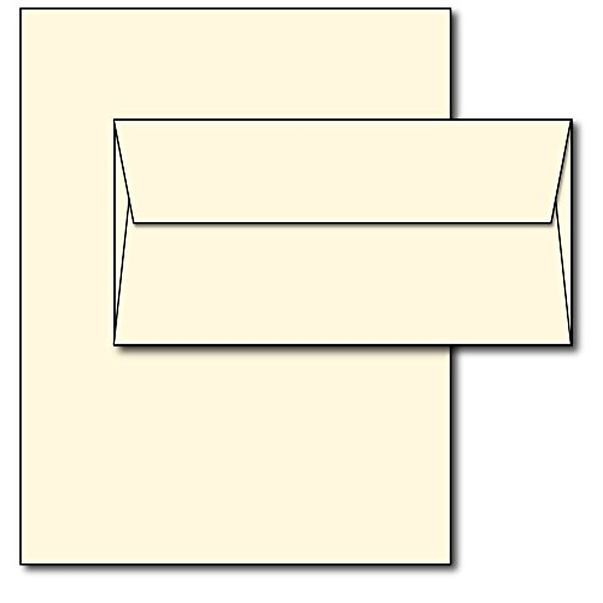 Blank Letterhead Paper & Envelopes - Off-White Natural Cream Color - 40 Sets - Unique Executive Size (7" x 10") Paper with Matching Envelopes