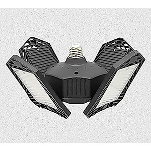 KAQ Led Garage Light 200W 20000LM Deformable, 6500K Garage Ceiling Lights with 4 Panels for E26 E27 Lampholder, Super Bright Garage Lighting Shop Work Lights, Metal Aluminum Alloy Shell Easy to Heat