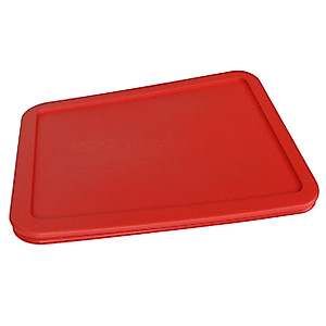 Pyrex 7211-PC Red 6-Cup Rectangular Plastic Lid Covers, Made in USA - 2 Pack