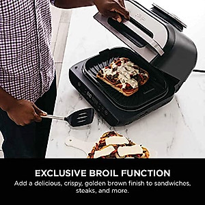 Ninja FG551 Foodi Smart XL 6-in-1 Indoor Grill with Air Fry, Roast, Bake, Broil & Dehydrate, Smart Thermometer, Black/Black