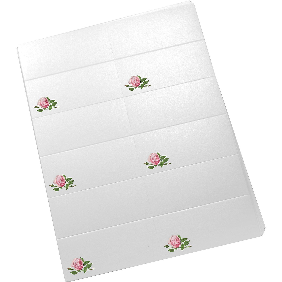 Pink Tea Rose Printable Place Cards, Set of 60 (10 Sheets), Laser & Inkjet Printers - Wedding, Party, Dinner, and Special Events - Made in the USA
