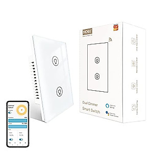 MOES Dual Dimmer Switch, Double Dimmer Switch for LED Lights, Full Range Dimming, WiFi Smart Light Switch Neutral Wire Required, Single Pole, 300W INC, 75W LED/CFL, Smart Life/Tuya APP Remote Control
