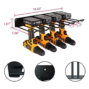 alitade Power Tool Organizer,2PCS Drill Holer Wall Mount Garage Power Tool Storage Rack for Handheld & Power Tools,Metal Drill Holder for Garage Warehouse Shed Shop
