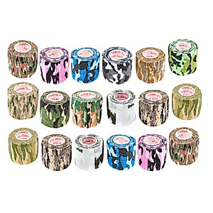 Prairie Horse Supply Vet Wrap Tape Bulk (Assorted Camo Colors) (18 Pack) (2 Inches Wide) Vet Wrap Medical First Aid Tape Self Adhesive Adherent for Ankle Wrist Sprains and Swelling