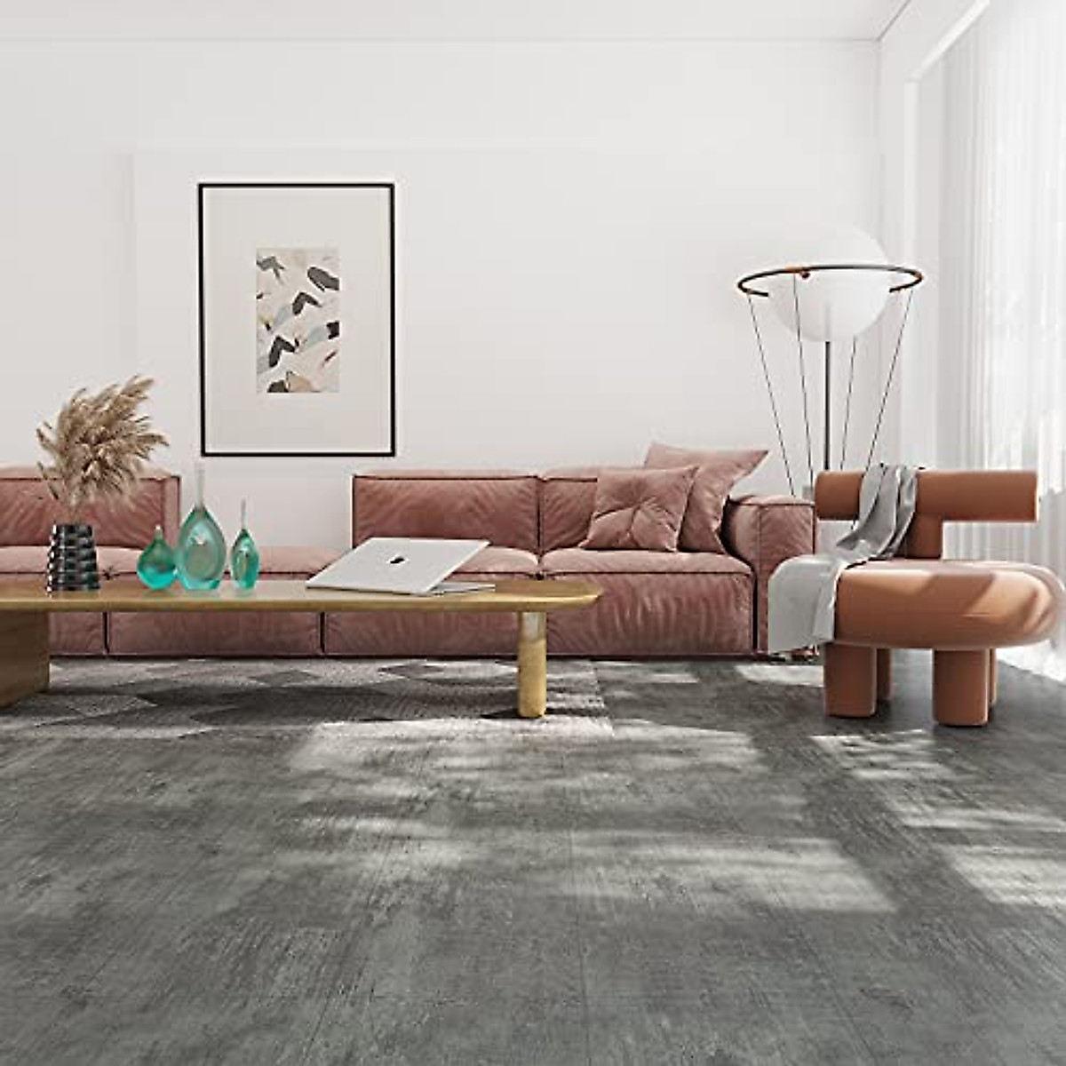 VEELIKE 12''x12'' Peel and Stick Wood Look Vinyl Tiles - 24 Pack, Waterproof, Self Adhesive, Removable, Distressed, Suitable for Floor, Bathroom, Bedroom, Kitchen