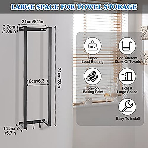 Towel Racks for Bathroom, Towel Racks for Bathroom Wall Mounted, Bath Towel Holder, Bathroom Organizer, for Rolled Bath Towels, Hand Towels, Washcloths in Small Bathroom/RV/Camper(Black)