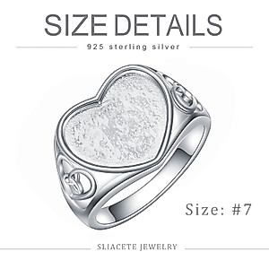 SLIACETE Custom Photo Ring 925 Sterling Silver Personalized Heart Picture Ring Jewelry Gift for Her Women Wife