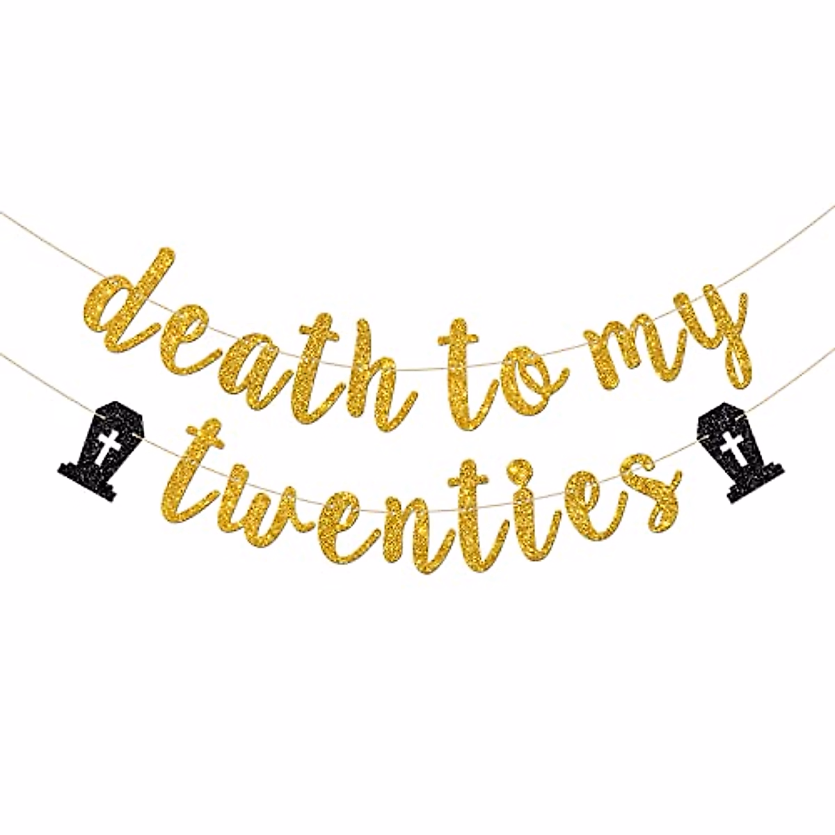 INNORU Death to My Twenties Banner, RIP to My 20s Party Decorations, Happy 30th Birthday Party Decorations, Gold Glitter