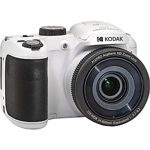 Kodak PIXPRO AZ255 Digital Camera (White) + SanDisk 32GB Ultra UHS-I SDHC Memory Card (2) + Case