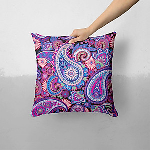 iiRov Vibrant Purple Paisley V5 - Custom Decorative Home Decor Indoor or Outdoor Throw Pillow Cover for Sofa, Bed or Couch Cushion (Pillow CASE Cover ONLY)
