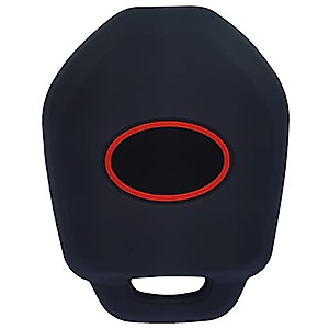 waymei Silicone Key Fob Cover Remote Keyless Case Protector Compatible with 2008-2019 Subaru Crosstrek Forester Impreza Legacy Outback Tribeca WRX STI XV Crosstrek (4 Buttons Black with Red)