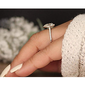 Blocaci 2 Carat Center Pear Shaped Engagement Rings for Women Moissanite Wedding Anniversary Rings 925 Sterling Silver 10K 14K 18K Gold with Text Engraving (18K Gold)