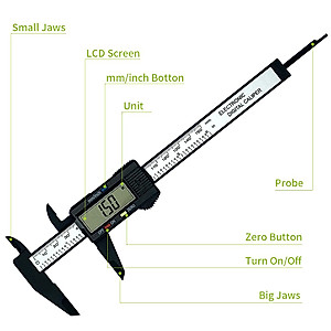 VIECAM 0-6 Inches Digital Caliper with Large LCD Screen and Auto-Off Feature | Inch & Metric Conversion Measuring Tool, Perfect for Household/DIY Measurement