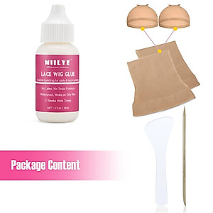 Wig Adhesive Glue, Invisible Waterproof MIILYE Hair Replacement Bonding Glue, Strong Hold for Lace Front Wig and Poly Hairpieces, Toupee, Cosmetic Hair Systems (Wig Glue for Lace Front Wig 1.3 fl oz)