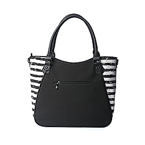 Lost Queen Gothic Stripe Tote Bat Handbag Yin Yang Shoulder Bag Crossbody Purse