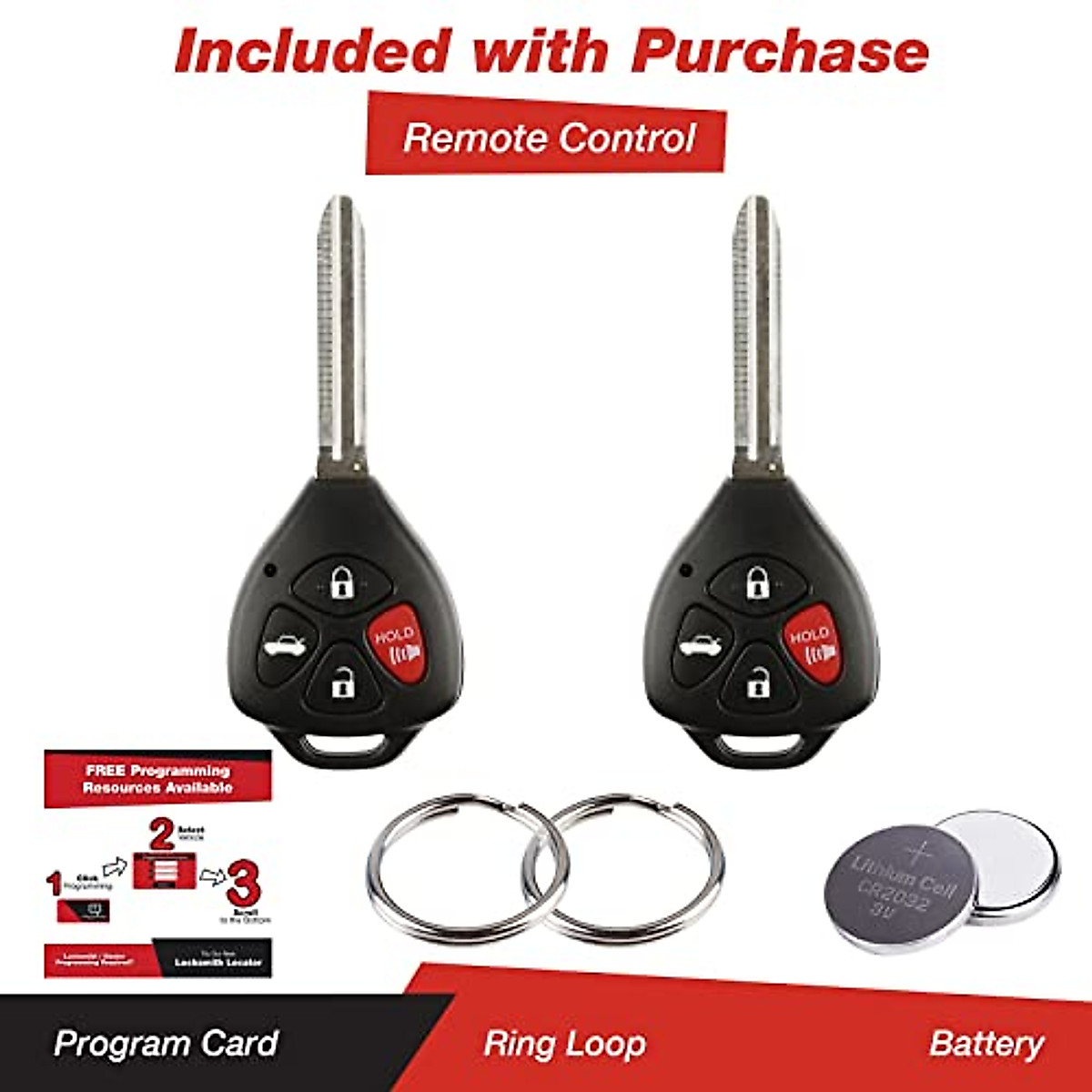2X KeylessOption Remote Key Fob 4btn 4D-67 Chip for Toyota (HYQ12BBY)