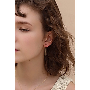 S.Leaf Threader Earrings for Women Threader Earrings Sterling Silver Chain Earrings Tassel Earrings Gold Earrings for Women 3cm