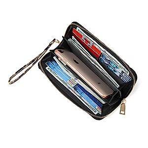 VISATER Leopard Wallets for Women Cheetah Animal Print Ladies Purse Long Zipper PU Leather Cards Slots, Wallet-b, Large