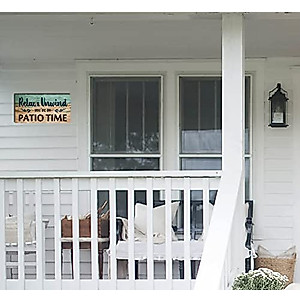 SFMY Patio Wall Decor Backyard Patio Signs And Decor Outdoor 10x5 Inches Hanging Sign For Home, Bar, Porch - Relax Unwind You're On Patio Time, Green