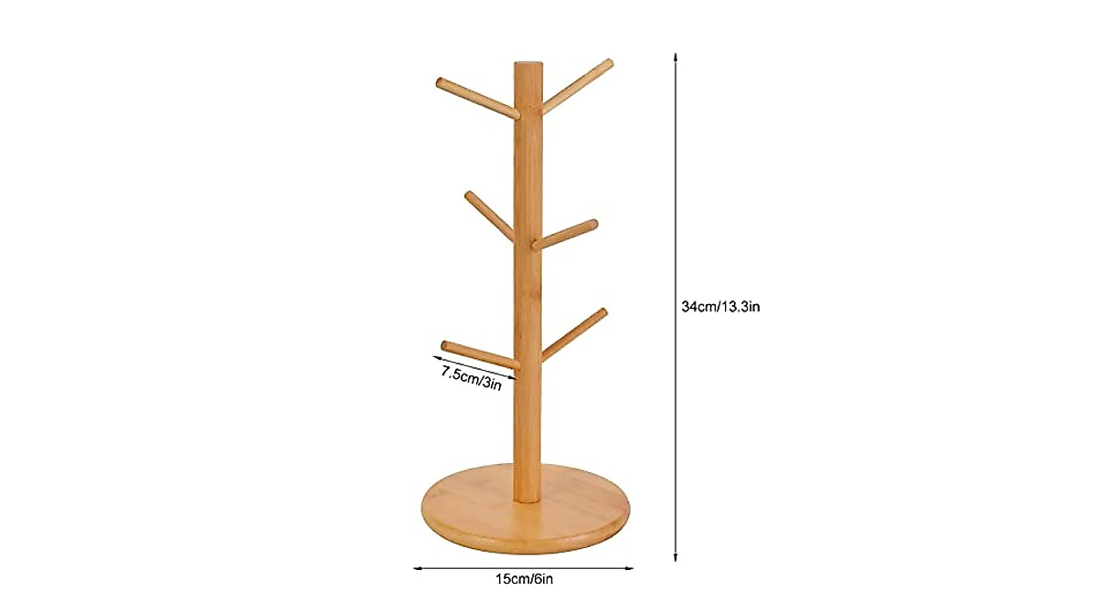 Petucer Bamboo Mug Holder Tree - Stylish Space Saver for Mugs & More