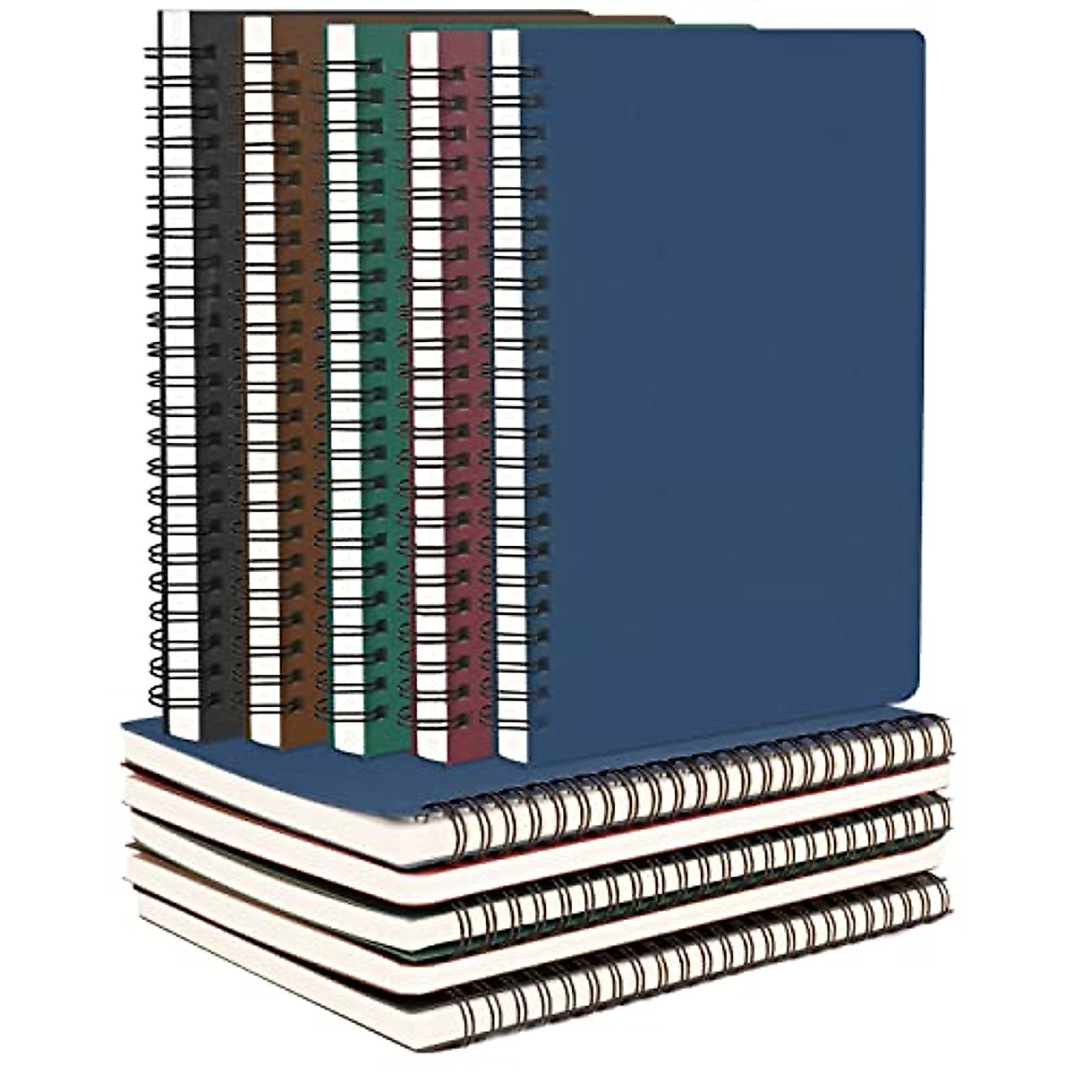 Spiral Notebooks A5 Lined 10Pcs College Ruled Journals Bulk-5 Colors Cover, 120 Pages/60 Sheets, 8.3 "x 5.8", for Students Office Business Subject Diary Ruled Book