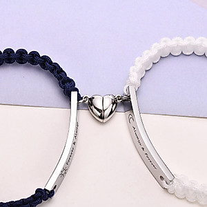 MEALGUET Always & Forever Bracelet Gift for Couples, Handmade Rope Braided Mutual Attraction Bracelets for Lovers, Stainless Steel His and Hers ID Bracelets Matching,One for her, One for him