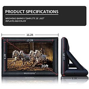 20 Feet Inflatable Outdoor and Indoor Theater Projector Screen - Includes Inflation Fan, Tie-Downs and Storage Bag - Only Supports Front Projection