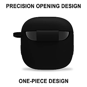 Geiomoo Silicone Carrying Case Compatible with SoundPEATS Air3, Portable Scratch Shock Resistant Cover with Carabiner (Black)