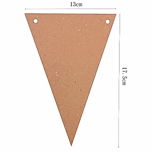 Pack 3 DIY Kraft Card Banner Make Your Own Bunting 36 Pieces 6.8 x 5.1 inch Triangle Flags Christmas Classroom Decorations Birthday Party Blank Banners with Hanging Ropes for DIY Painting Writing