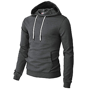 H2H Mens Basic Pullover Hoodies Sweatshirt Long Sleeve Kanga Pocket CHARCOAL US M/Asia L (CMOHOL050)