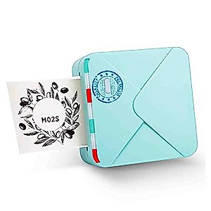 Phomemo M02S Pocket Printer- 300 dpi HD Bluetooth Thermal Photo Printer Compatible with iOS and Android, Black and White Image for Photo Printing, Plan Journal, Organization, Art Creation, Gift, Cyan