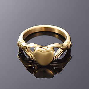 XSMZB Cremation Ring for Ashes Stainless Steel Heart Finger Ring Keepsake Urn Rings Memorial Jewelry Hold Loved Ones Ashes (Customize, 9)