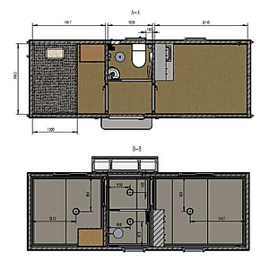 Generic Portable Prefabrecated Tiny House, Expandable Plastic Mobile House, 20X7 ft Prefab House, Foldable Moveable House, 1Bedroom with SofaBed, Cupboard, Kitchen, Ideal for Office, Shed, White
