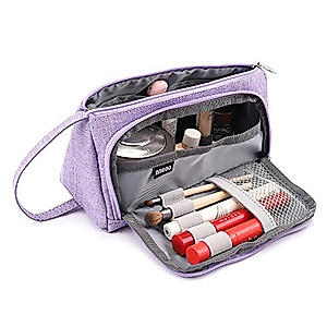 Pencil Case, Yloves Big Capacity Pen Pencil Bag Pouch Box Organizer Holder with 2 PCS Index Tabs for School Office (Purple)