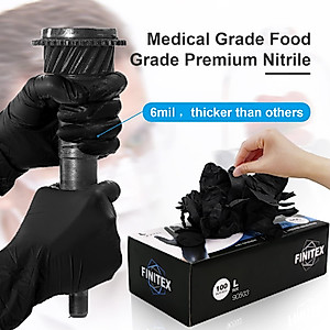 FINITEX Black Nitrile Disposable Medical Exam Gloves - Case of 1000 PCS 6mil Glove Powder-Free Latex-Free Gloves (Large)