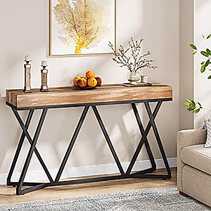 LITTLE TREE Sofa Console Table with Unique Metal Base, Entryway Table Behind Couch Table