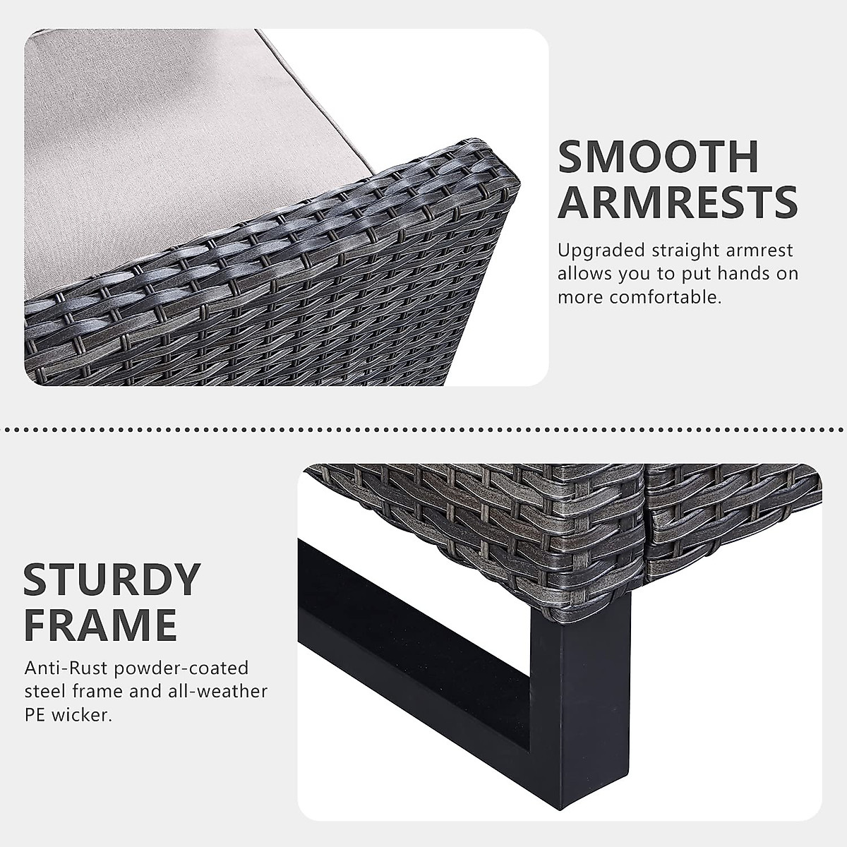 HUMMUH 6 Piece Patio Furniture All Weather Wicker Outdoor Sectional Sofa,High Back Patio Chairs,Coffee Table and Ottomans Set for Porch,Garden,Backyard