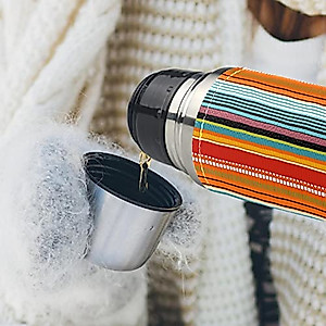 Stripe Boho Stainless Steel Water Bottle Leak-Proof, Double Walled Vacuum Insulated Flask Thermos Cup Travel Mug 17 OZ