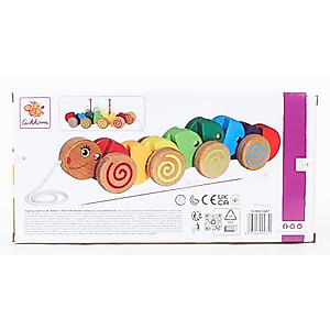 Eichhorn 100003447 Nachziehtier-100003446 Pull-Along Caterpillar with Movement, 32 cm Long, Beech Wood, Colourful