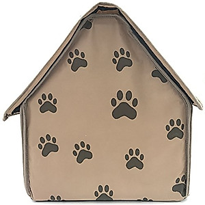 AQIYI Indoor Cat Dog House Room Foldable Pet Bed Cats and Dogs Warm Cave Sleeping Beds Portable (Brown)