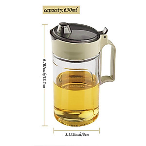 TENTA KITCHEN Oil Dispenser Vinegar Dispenser Maple Syrup Dispenser Glass Bottle Cruet No Drip Plastic Bottle Spout with Protective Cap drip Free Pour spout restarant 22Oz (Beige 1PC)