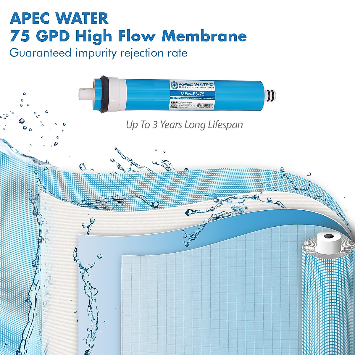 APEC Water Systems FILTER-MAX-ES75 75 GPD High Capacity Complete Replacement Filter Set For Essence Series Reverse Osmosis Water Filter System Stage 1-5
