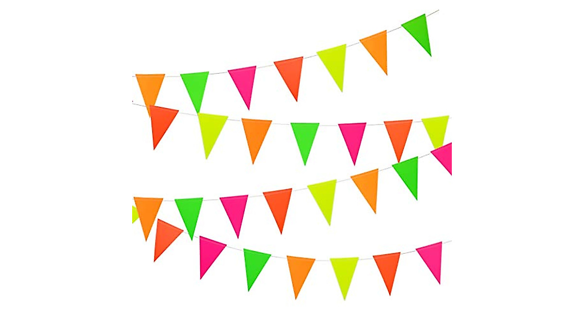 Neon Paper Pennant Banner for Glow Parties & Events | Midnight Glo