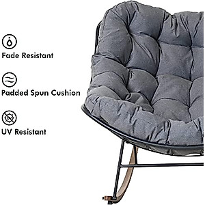 Grand patio Outdoor Rocking Chair, Comfy Modern Steel Rocker Chair with Cushion for Porch, Balcony, Patio, Garden, Yard, Gray