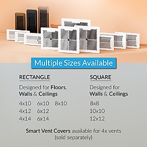 Flair Smart Vent 6x12 (White), AC Vent Cover for Floors, Walls and Ceilings.