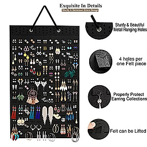 Hanging Earrings Organizer,  beifvv Soft Felt Earring Display Holder Storage Holder Holds up to 300 Pairs,wall mounted earrings holder display hanging on walll /door for women &girls(Black 1pcs)