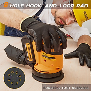 IRONFIST Brushless Random Orbital Sander for Dewalt Battery, Cordless Max 13500RPM 6 Speeds, 5” Electric Sander with Dust Collector 23pcs accessories (Battery Not Included)