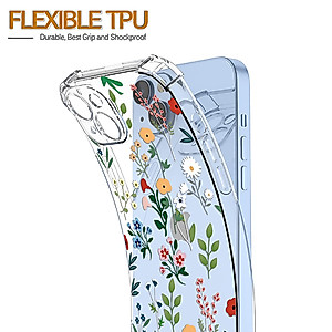 KOARWVC Case for Nothing Phone 2 Case, A065 with HD Screen Protectors, Clear with Design TPU Shock Absorption Slim Garden Floral Pattern Protective Back Cover Cases for Nothing Phone 2 Spring Floral