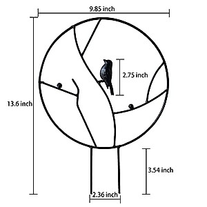 TKRSRK 2 Pcs Iron Garden Trellis for Climbing Plants, 13.6" Rust-Proof Small Trellis for Indoor Potted Plants, Round Circle Trellis with Bird, Metal Vine Plant Support Trellis for Vines - Black